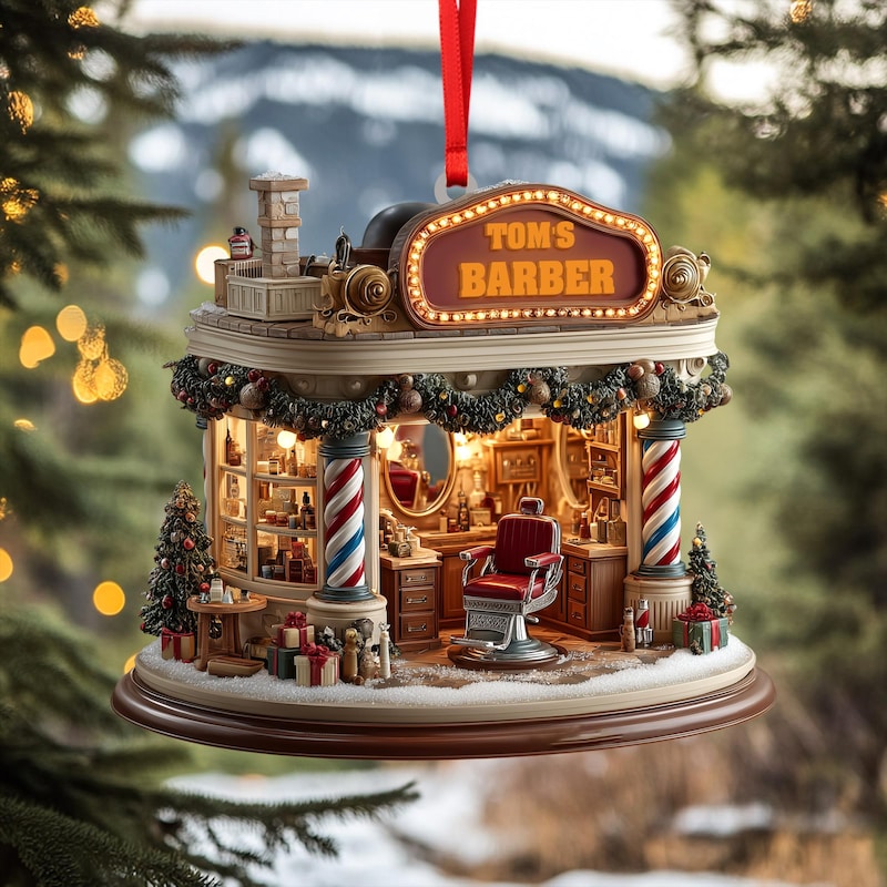 Barber Shop Wood Ornament - Etsy