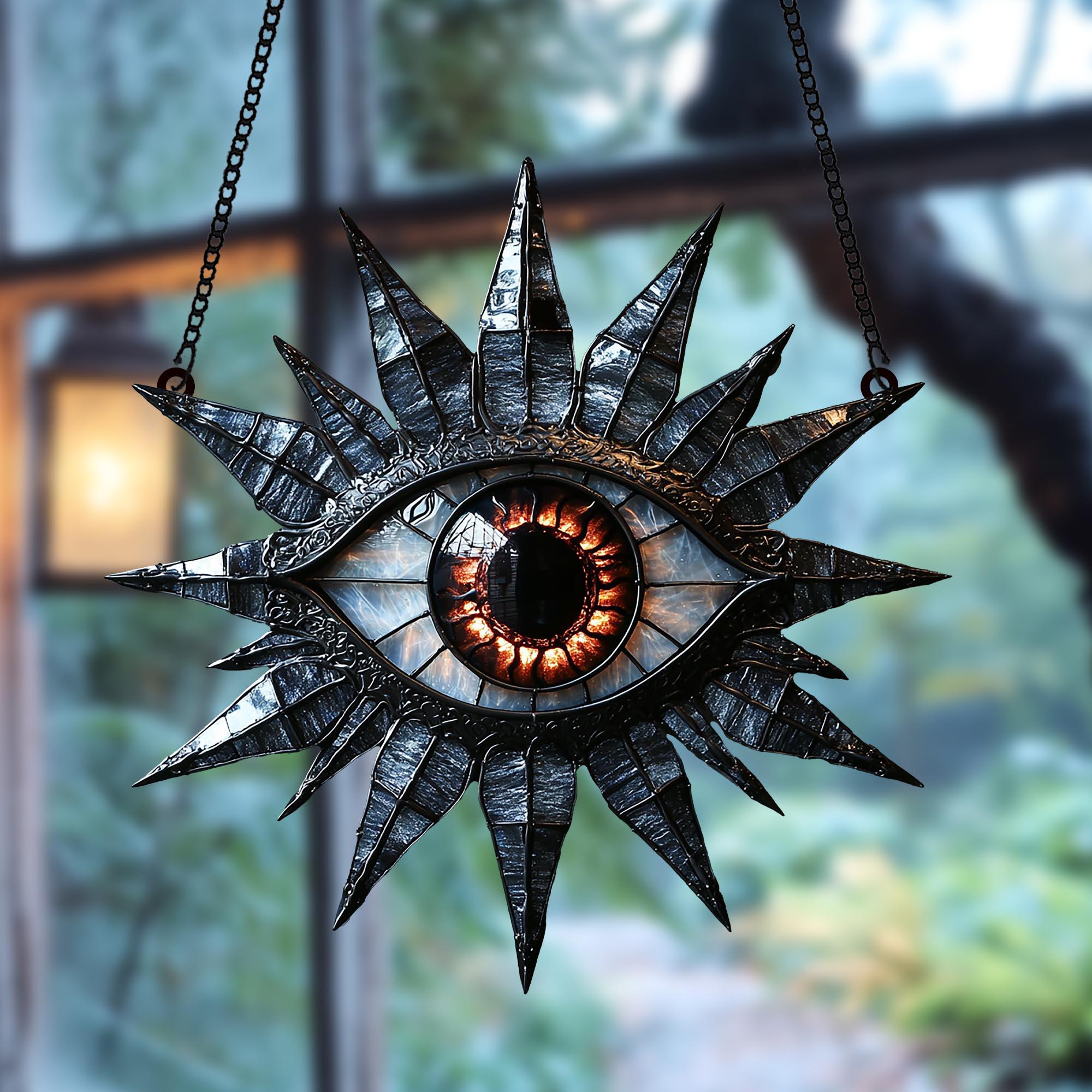 Mystic All-seeing Eye Acrylic Suncatcher – Faux Stained Glass Sunburst ...