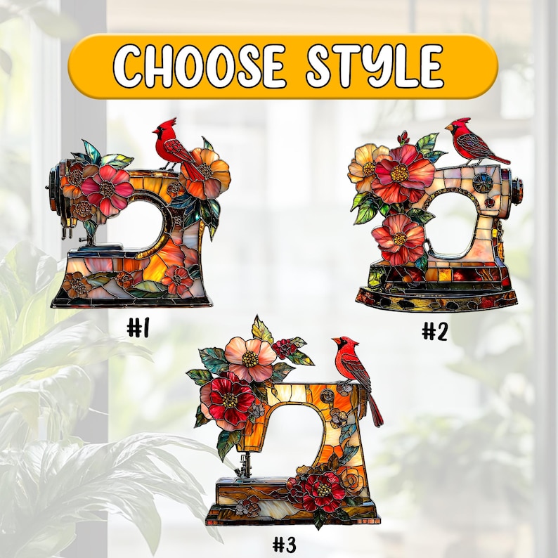Personalized Cardinal Sewing Machine Suncatcher, Faux Stained Glass ...