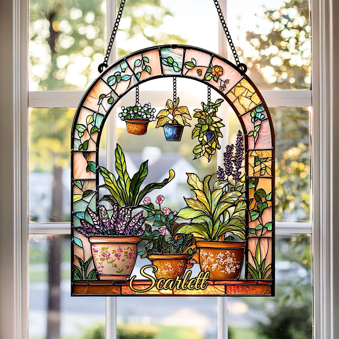 Botanical Faux Stained Glass 2D FLAT Suncatcher – Acrylic Window ...
