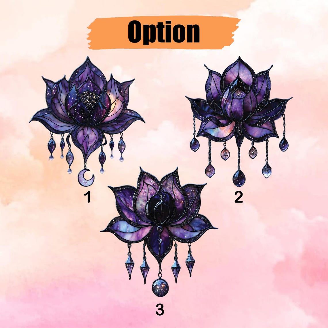 Galaxy Lotus Acrylic 2D FLAT Suncatcher – Celestial Faux Stained Glass ...