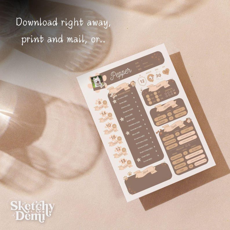 Dnd Character Sheet Dog Themed Customisable Beginner Kids ...