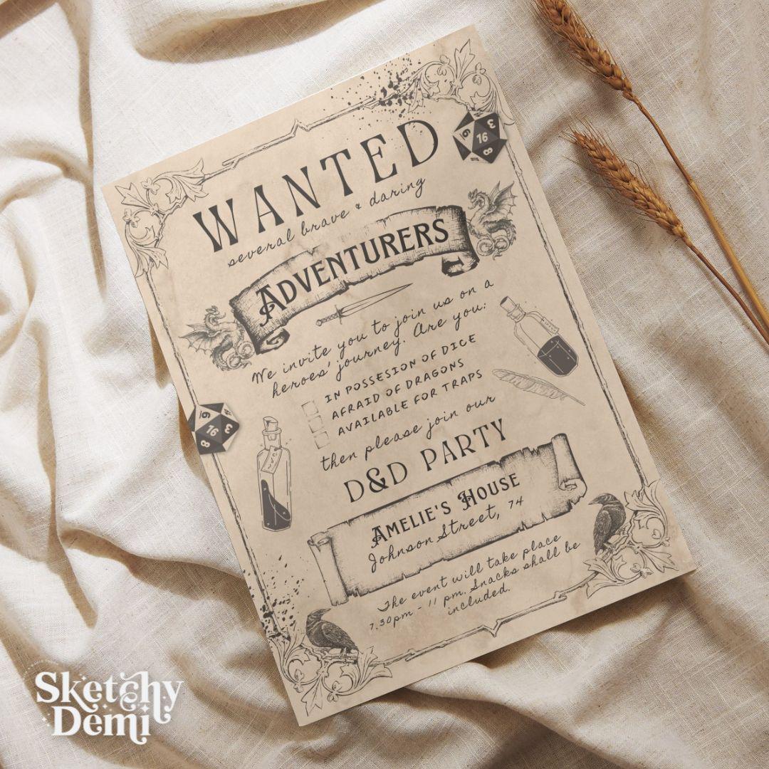 Dnd Invitation Template, Canva, Dungeons and Dragons Game Invitation ...