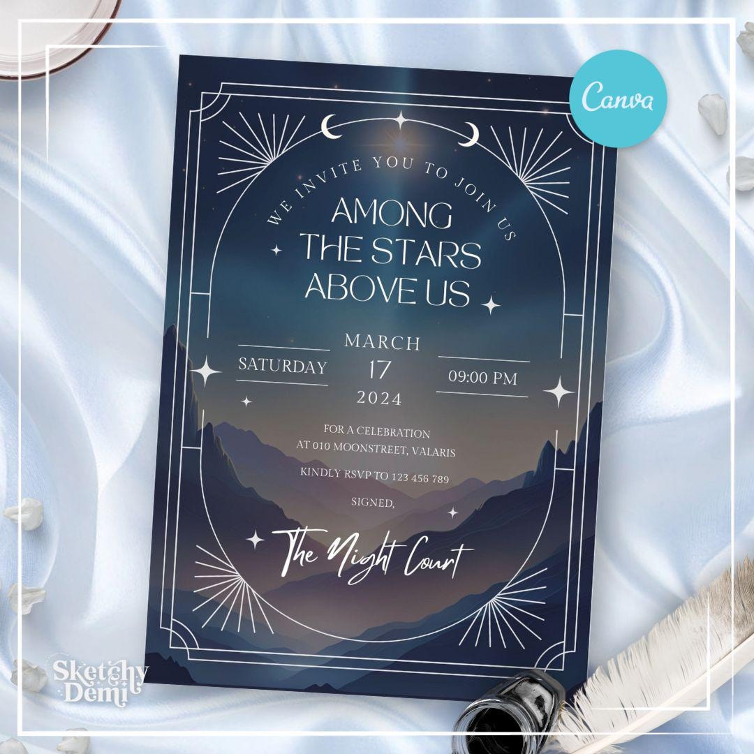 ACOTAR Night Court Invitation, Invite, Valaris, Feyre, a Court of Wings ...