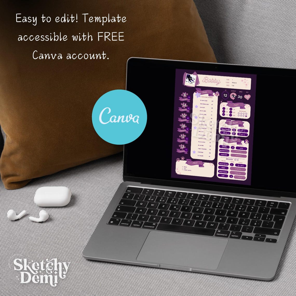 Dnd Character Sheet Kitty Themed Customisable Beginner Kids ...