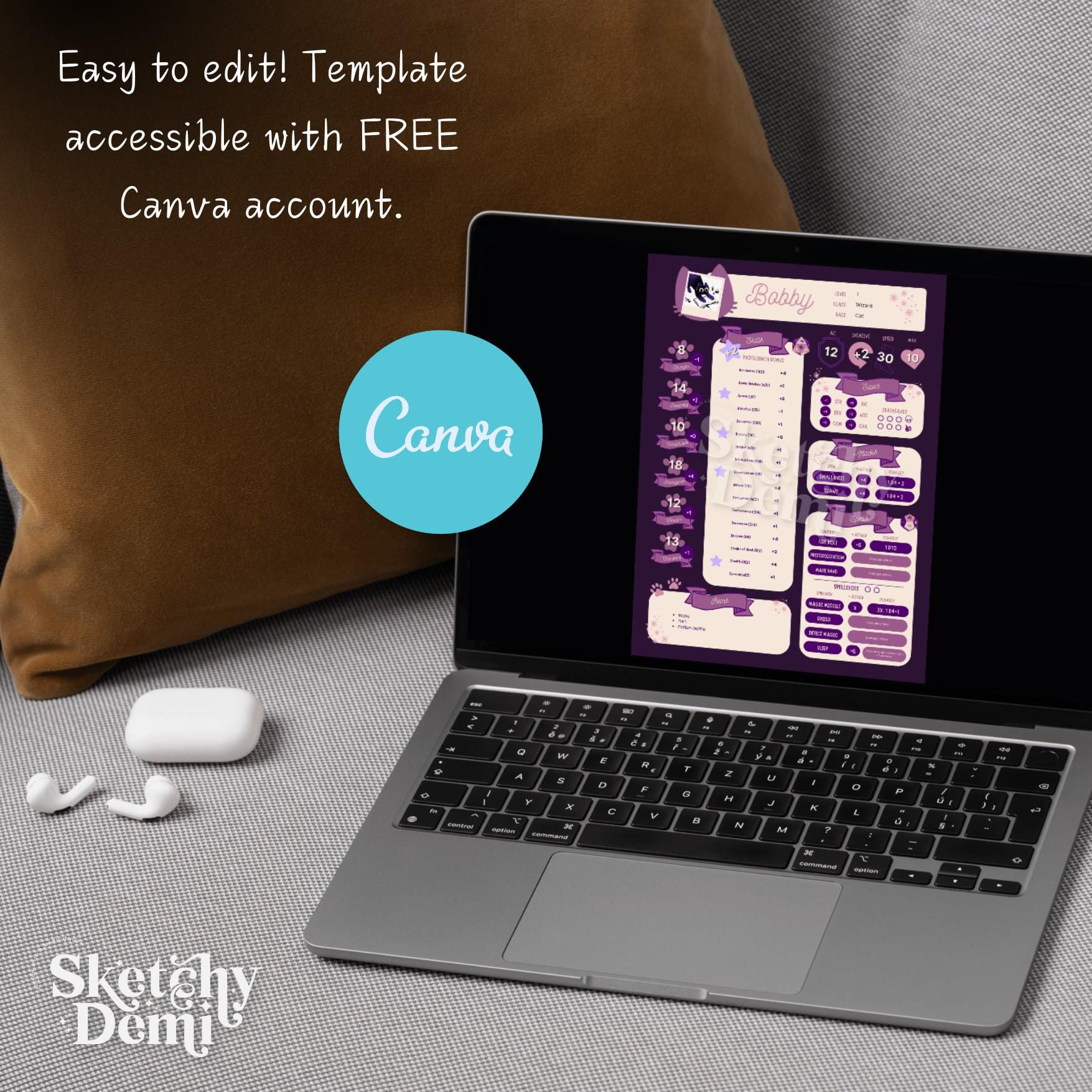 Dnd Character Sheet Kitty Themed Customisable Beginner Kids ...