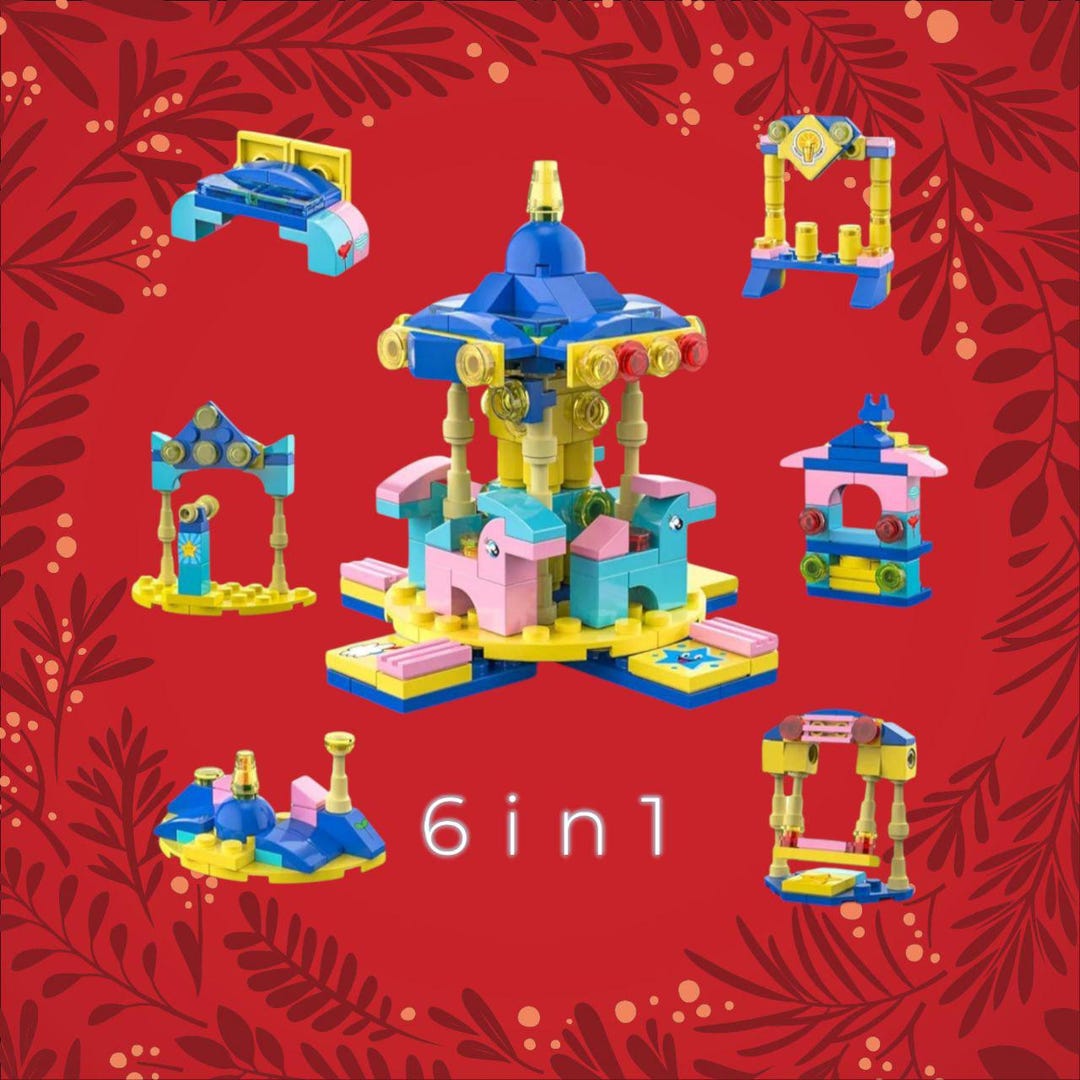 Carousel, Fairground, Carnival, Children's, Custom Art, Building, MOC ...