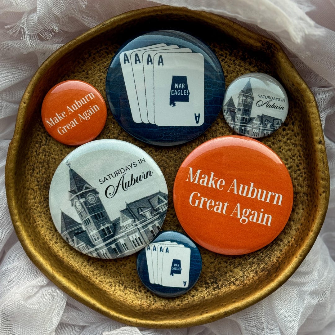 AUBURN Game Day Button Game Day Pin Auburn University College Football ...