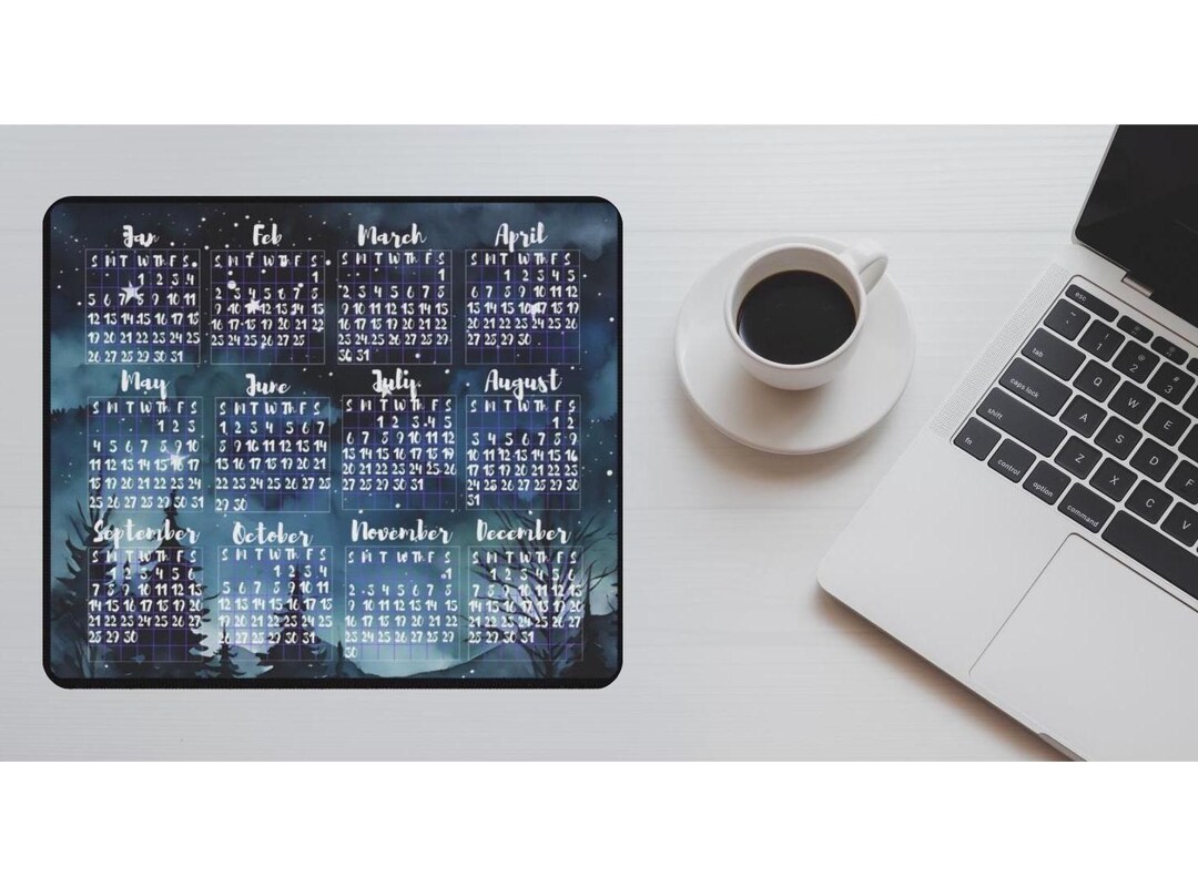 2025 Calendar Desk Mat – Gaming & Office Mouse Pad | Cute Night Sky ...
