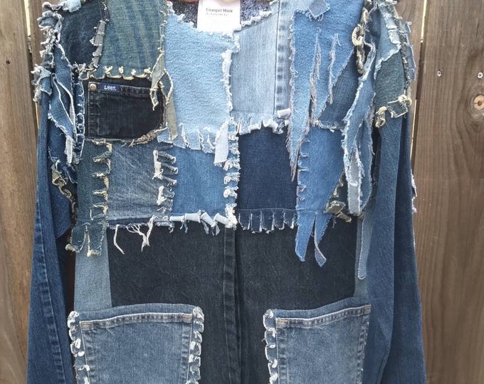Denim Patchwork Jacket Tattered Jean Jacket Handmade Women's Denim ...