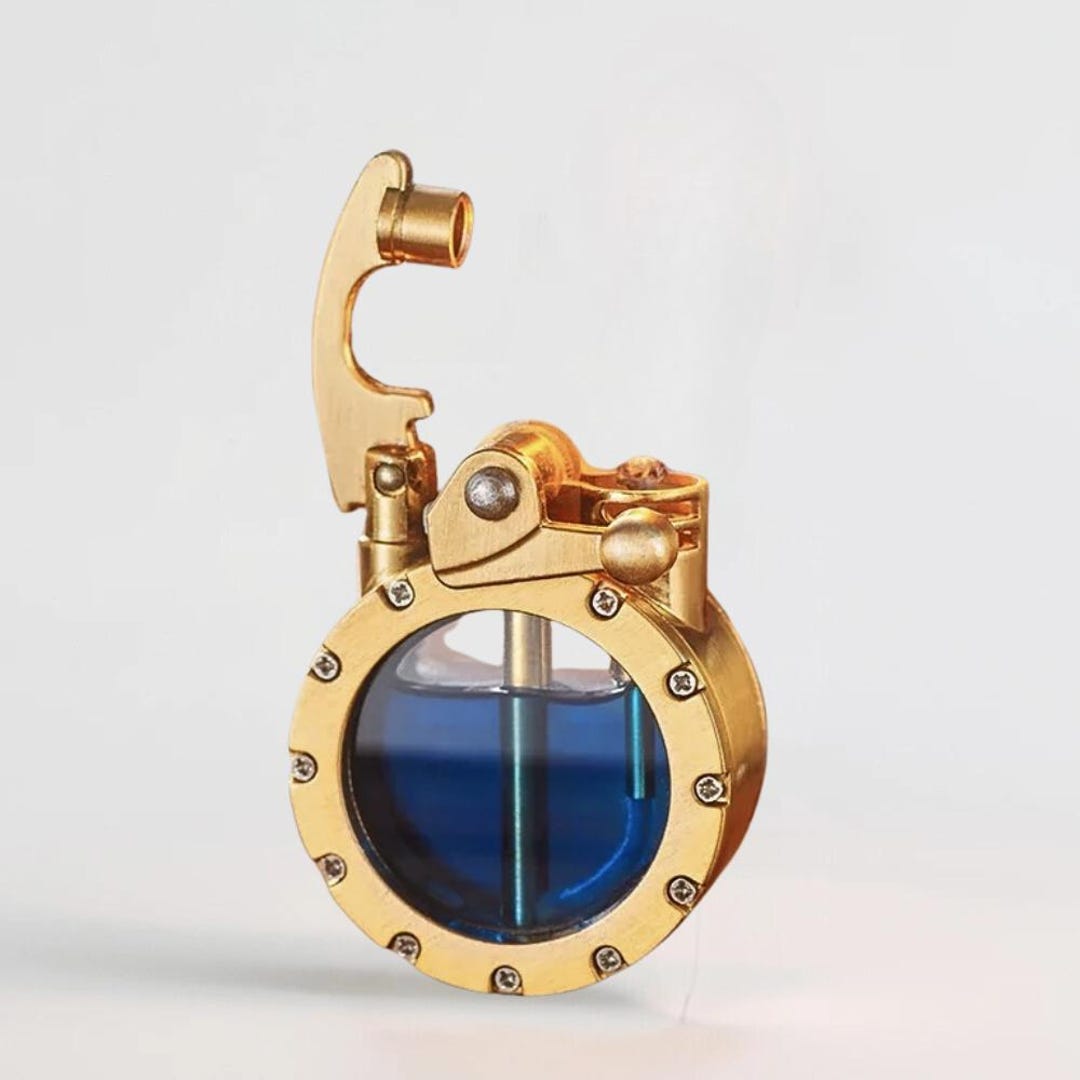 Vintage Transparent Kerosene Lighter Gold Rocker Arm Lighter Retro ...