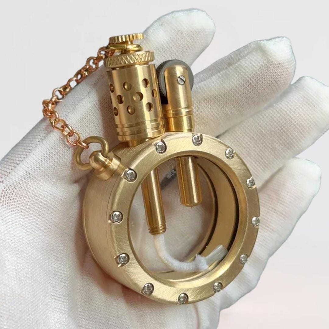 Vintage Transparent Kerosene Lighter | Gold Rocker Arm Lighter | Retro ...