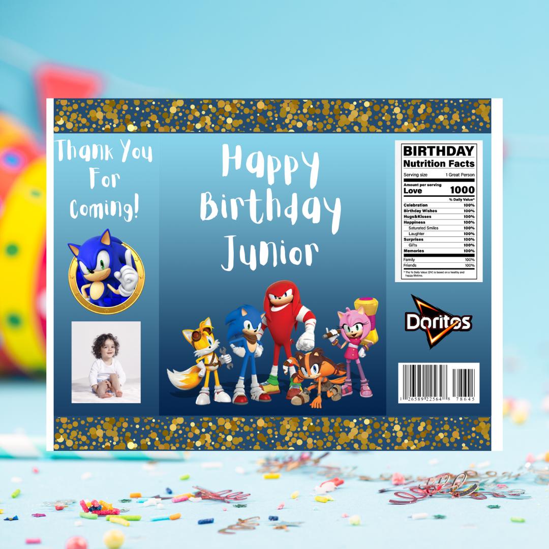 Sonic Boy Birthday Party Digital Chip Bag Editable Template Sonic the ...