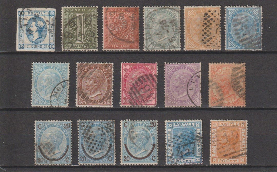 Italy Postage Stamps - 16 Vintage Used Stamps From ITALY 1863 > 1877 ...