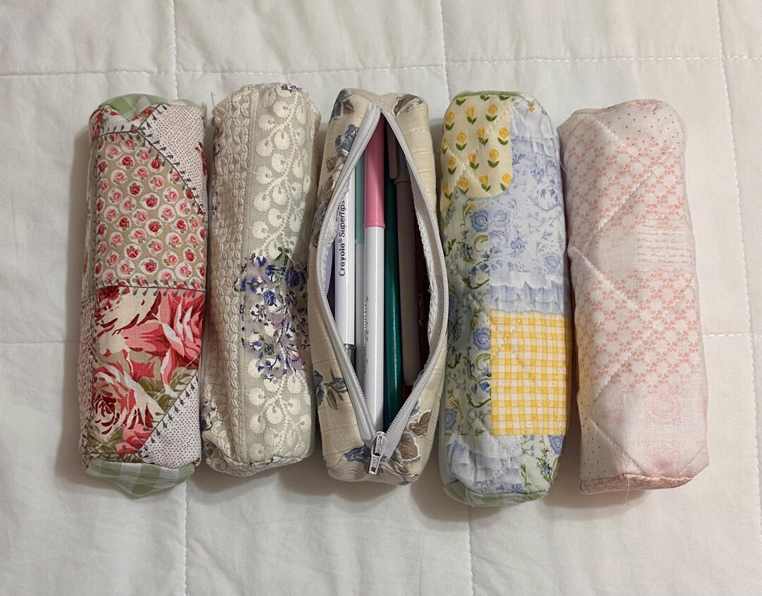 Out of Stock - Handmade Quilted Pencil Case | Floral Patchwork Zipper ...