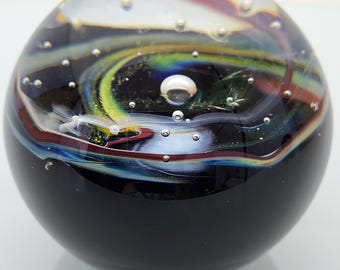Art Glass Space Paperweight, Golds, Pinks, Purples & Blues, Office ...