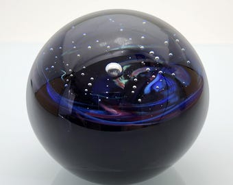 Art Glass Space Paperweight, Golds, Pinks, Purples & Blues, Office ...