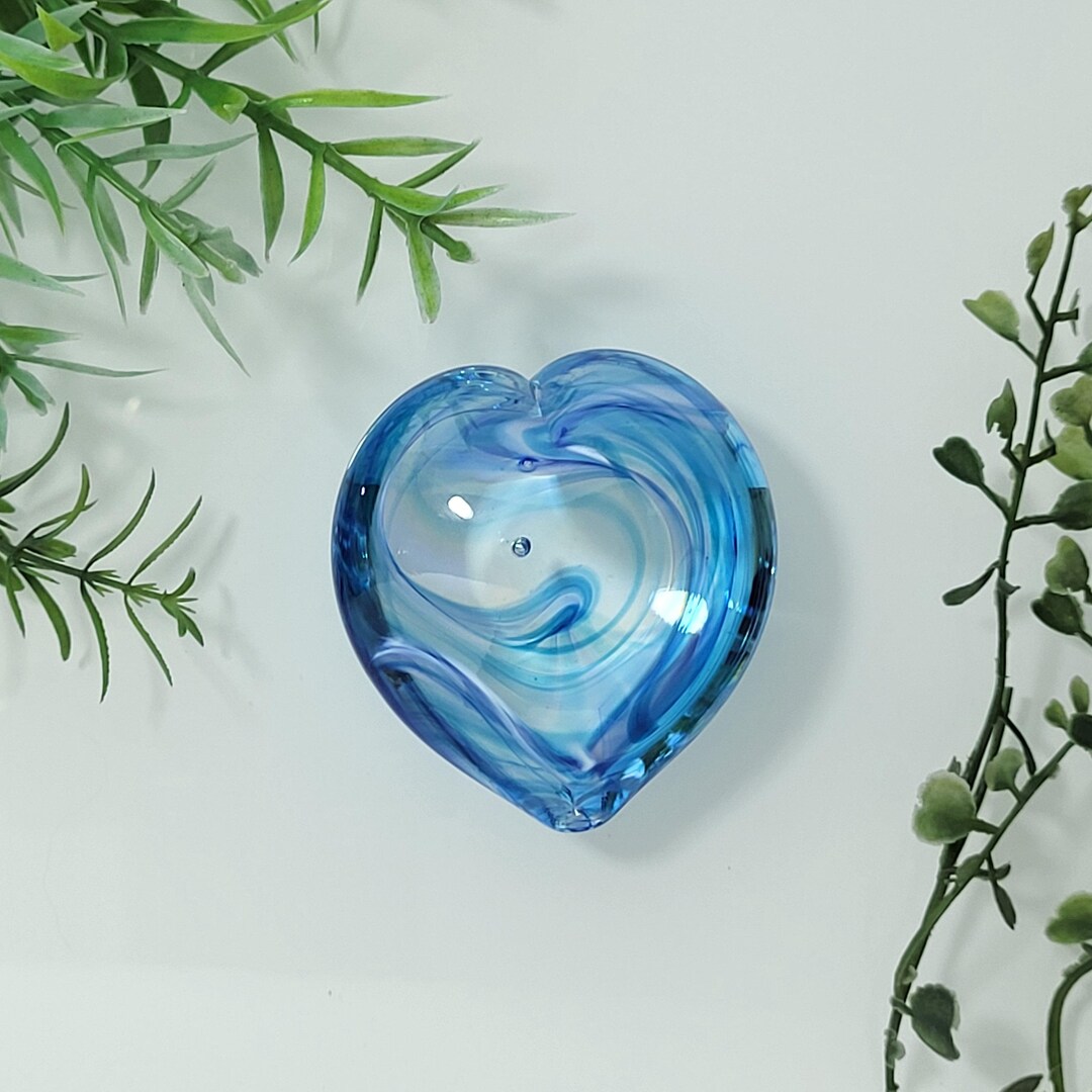 Soft Blue Glass Heart Paperweight, Blown Glass, Art Glass - Etsy