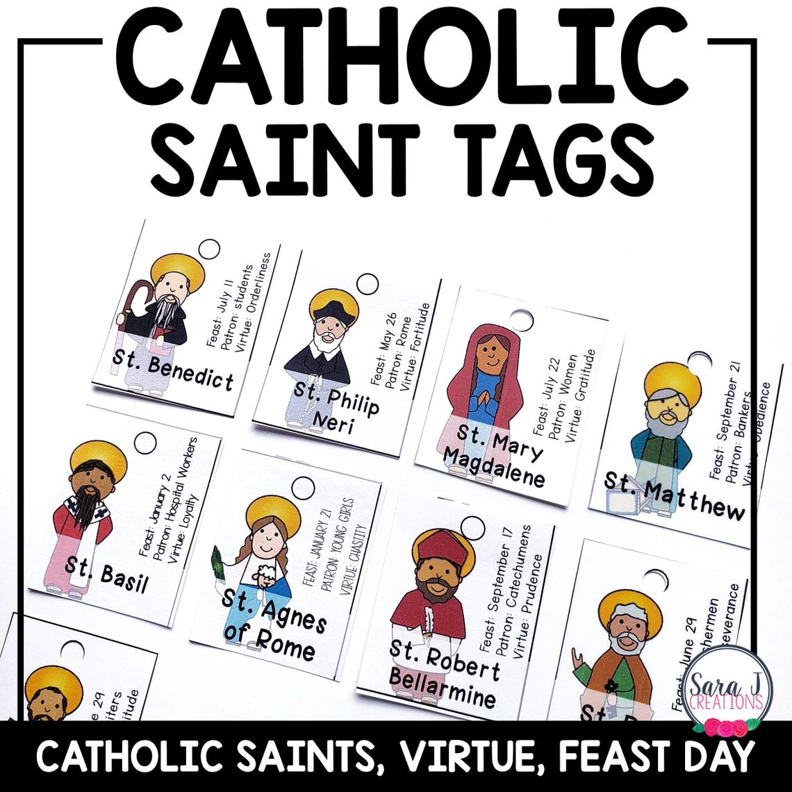 Catholic Saints Reward Tags for Kids, All Saints' Day Necklaces ...