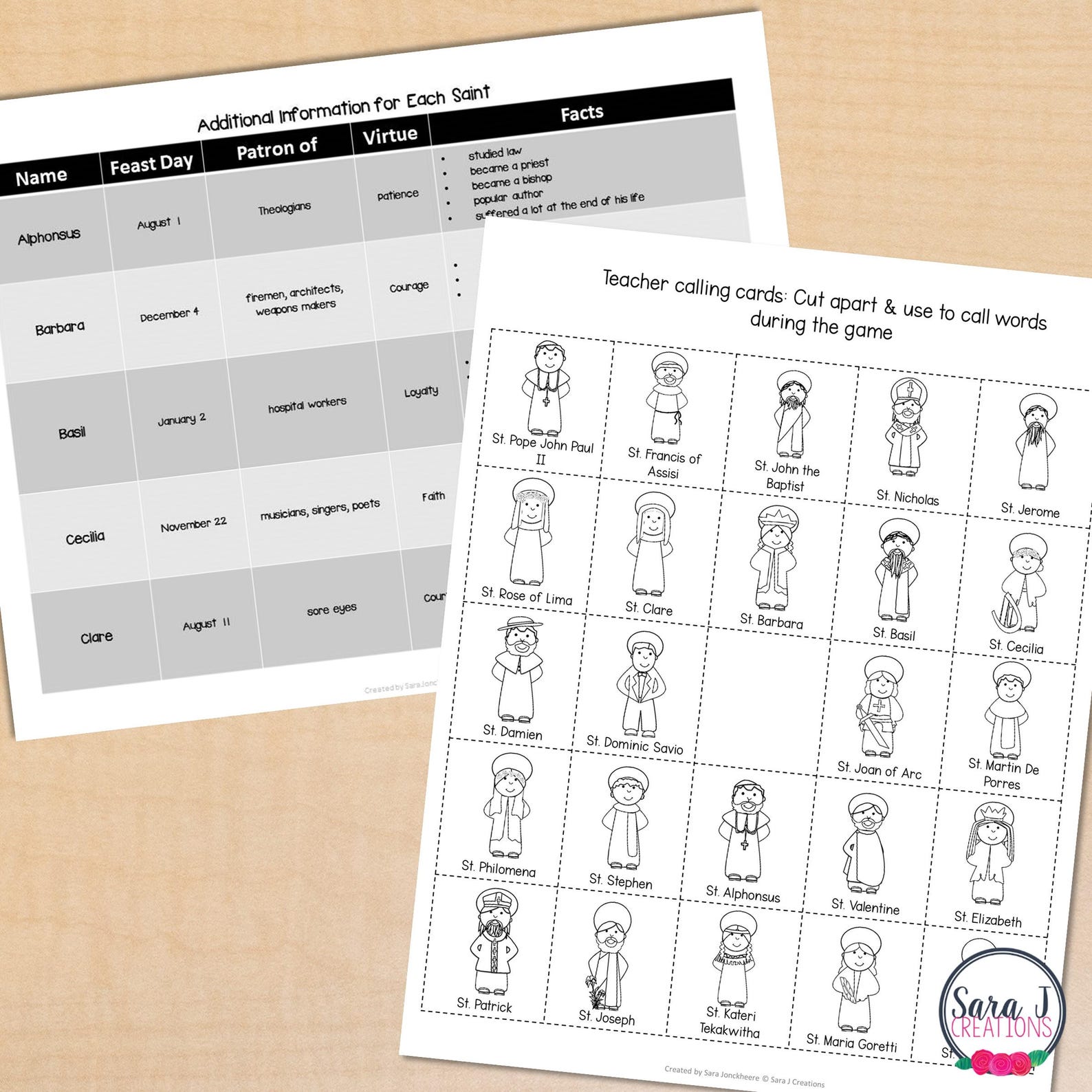 Catholic Saints Bingo BUNDLE for All Saints' Day, Catholic Games and ...