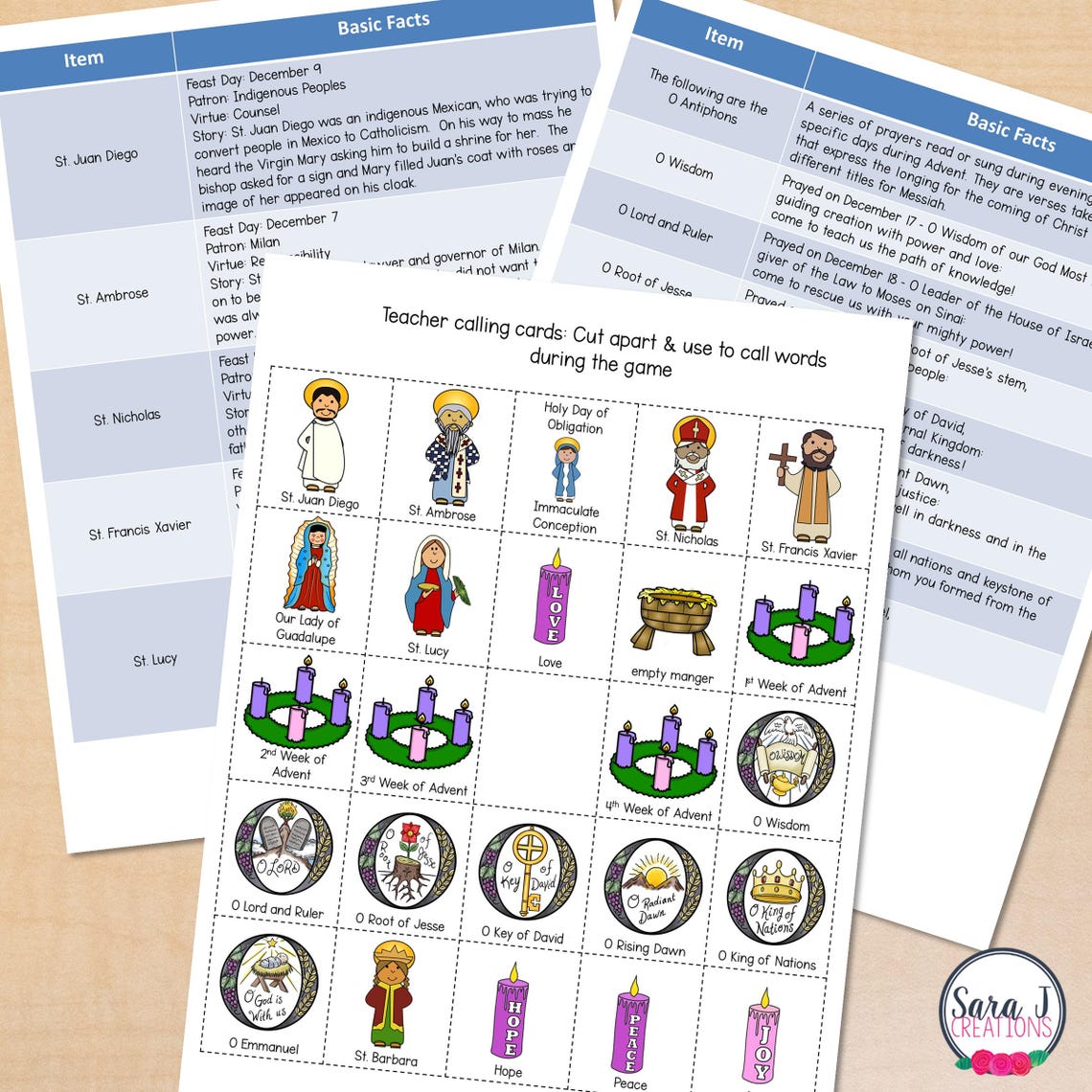 Catholic Advent Printable Bingo Board for Kids, Catholic Activities for ...