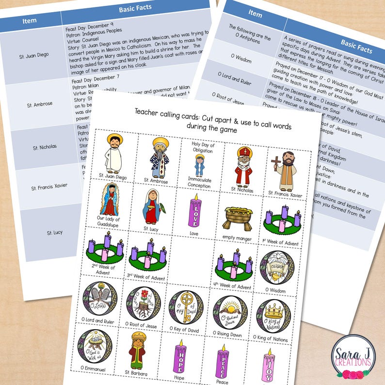 Catholic Advent Printable Bingo Board for Kids, Catholic Activities for ...