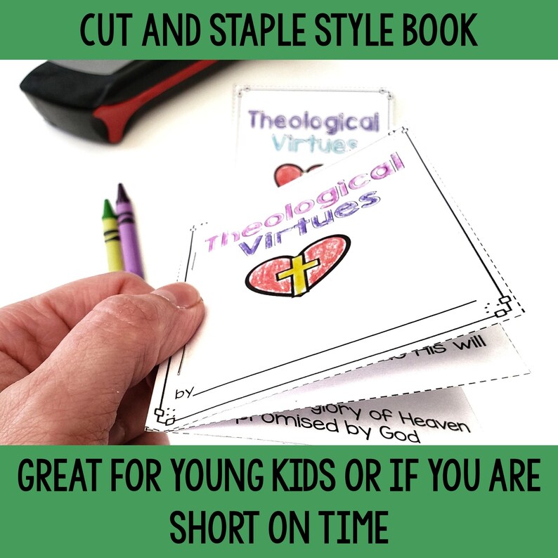 Catholic Theological Virtues for Kids Mini Book, Faith Hope Charity ...