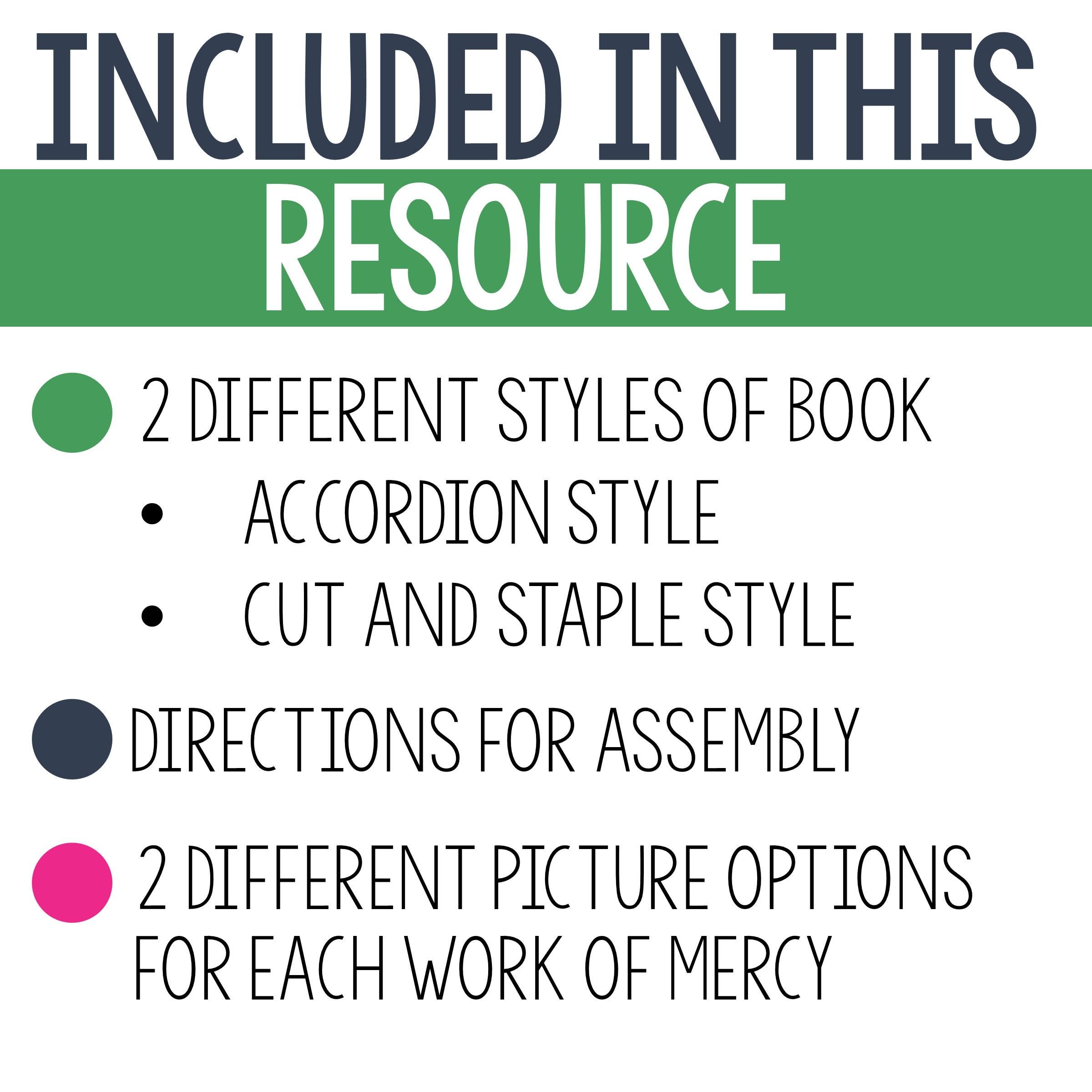 Works of Mercy Catholic Mini Book for Kids, Corporal Works of Mercy and ...