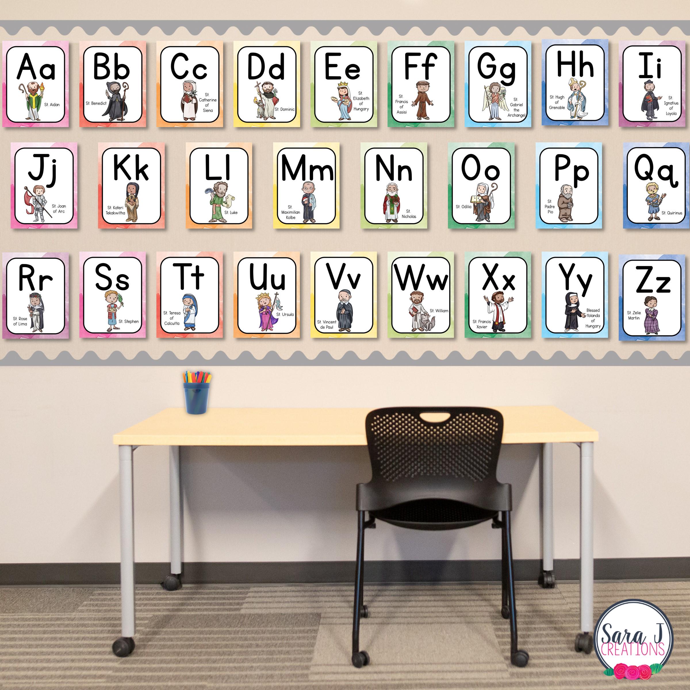 Catholic Saint ABC Posters, All Saints' Day, Homeschool Classroom Decor ...