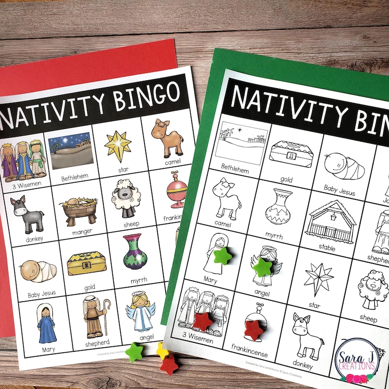 Christmas Nativity Bingo Printable Boards, Birth of Jesus Catholic ...