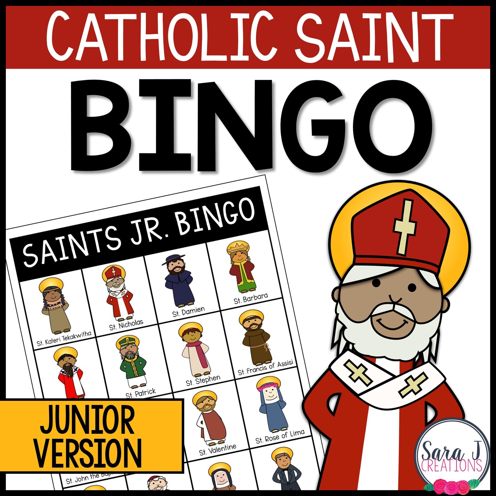 Catholic Saints Junior Bingo Game, All Saints Day Activities for Kids ...