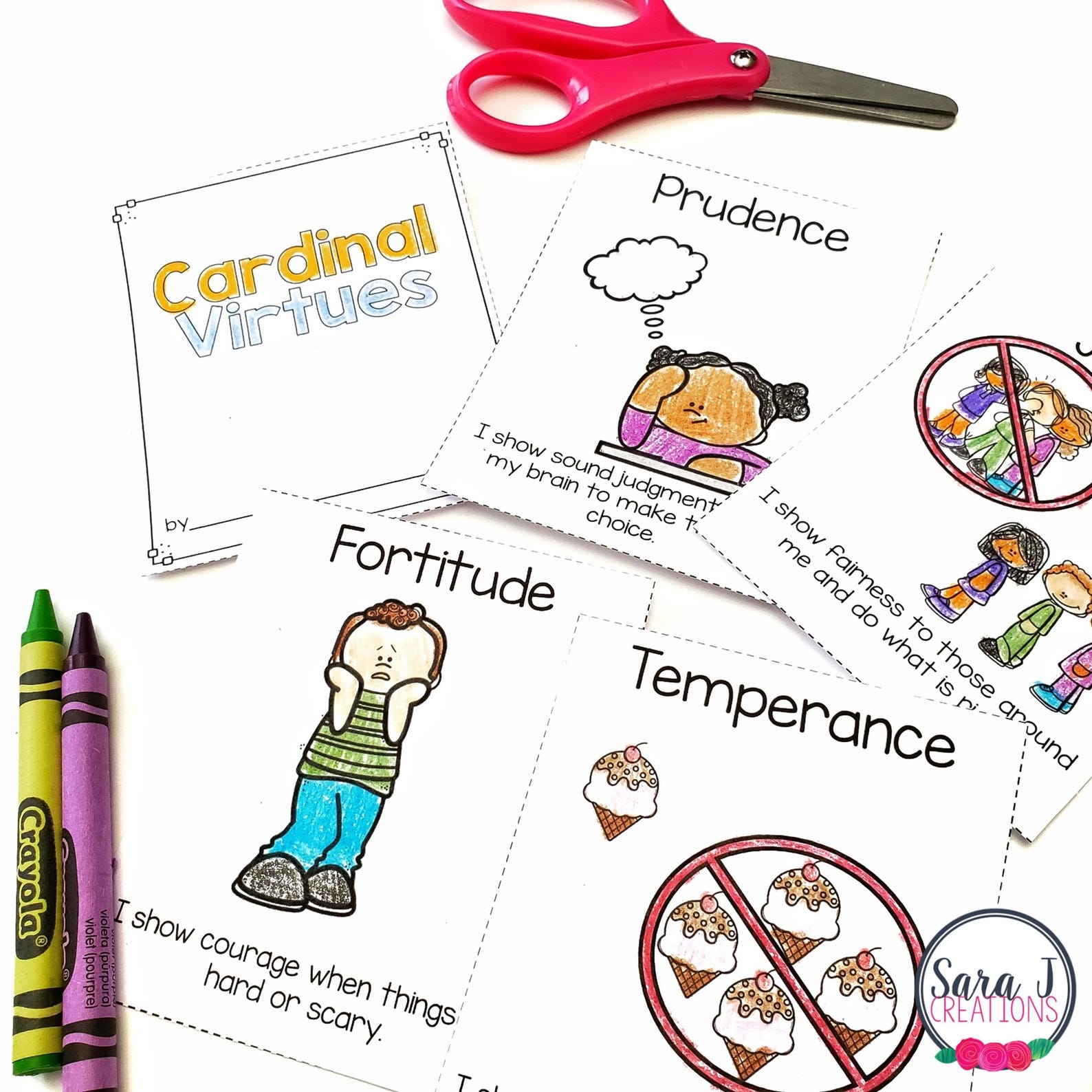 Catholic Virtues for Kids Mini Book, Cardinal Virtues Booklet for ...