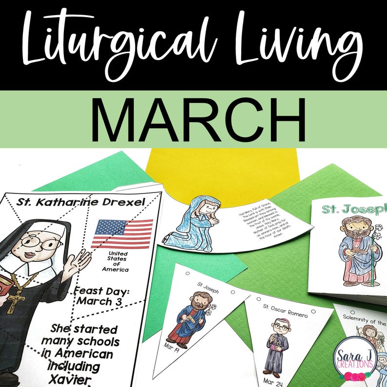 March Catholic Saints Activities for Kids, Catholic Kids Liturgical ...
