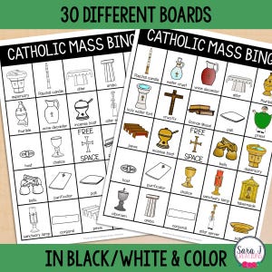 Catholic Mass Objects Bingo Cards, Parts of the Catholic Mass Games for ...