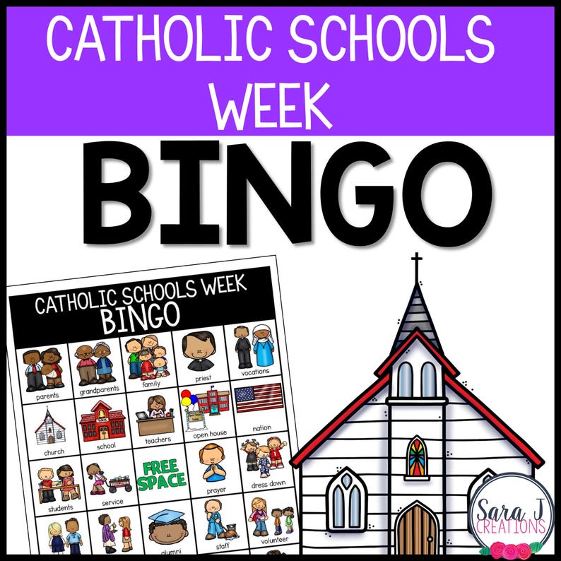 Catholic Schools Week Activities Bingo Cards, Catholic Education Week ...