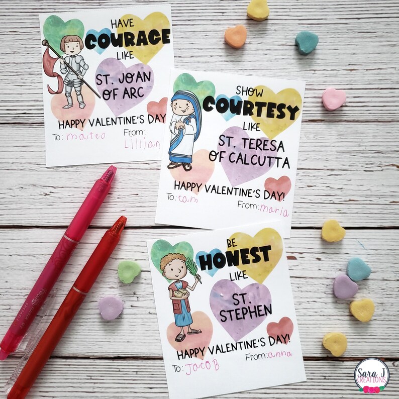 Catholic Saint Valentine Cards, Printable Catholic Valentines for Kids ...