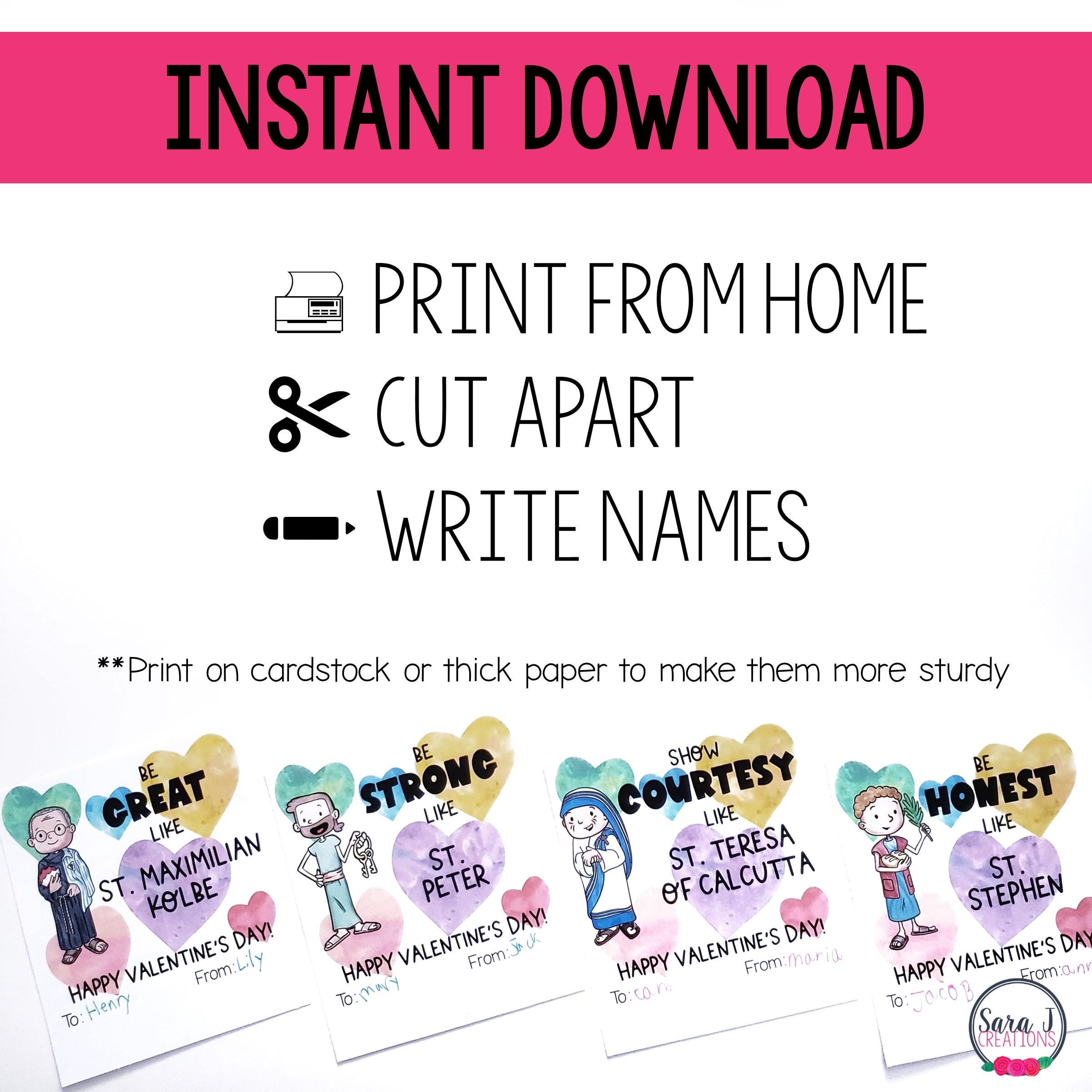 Catholic Saint Valentine Cards, Printable Catholic Valentines for Kids ...