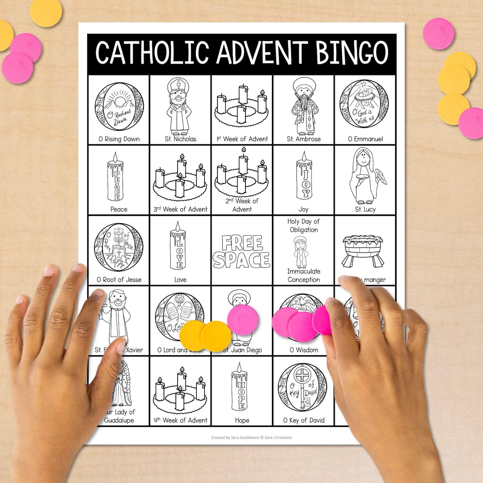 Catholic Advent Printable Bingo Board for Kids, Catholic Activities for ...