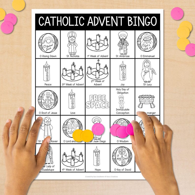 Catholic Advent Printable Bingo Board for Kids, Catholic Activities for ...