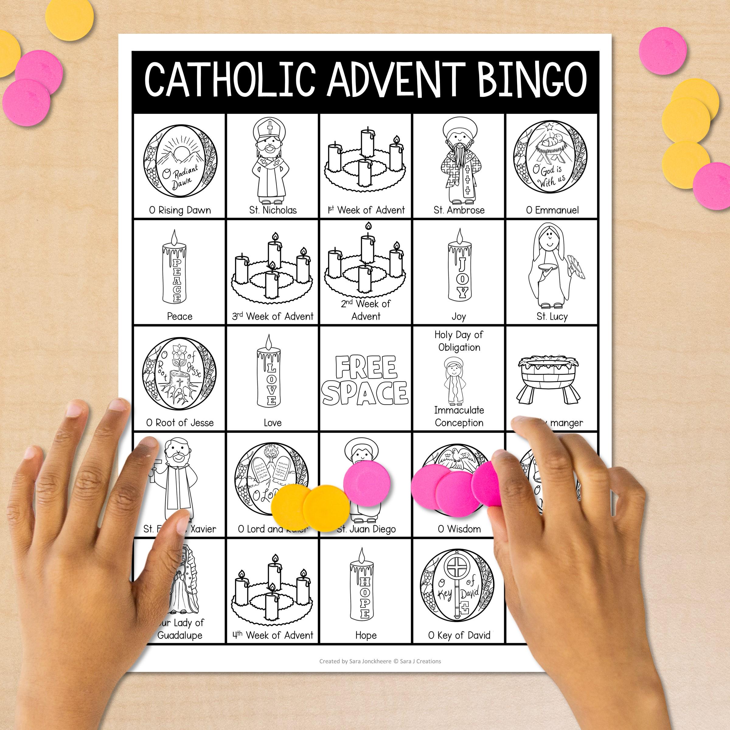 Catholic Advent Printable Bingo Board for Kids, Catholic Activities for ...
