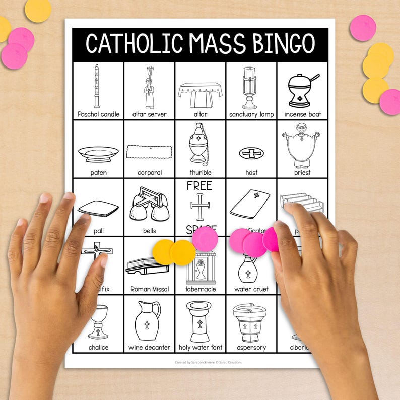 Catholic Mass Objects Bingo Cards, Parts of the Catholic Mass Games for ...