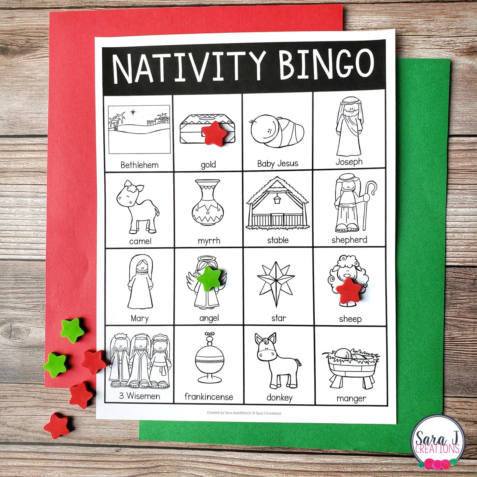 Christmas Nativity Bingo Printable Boards, Birth of Jesus Catholic ...