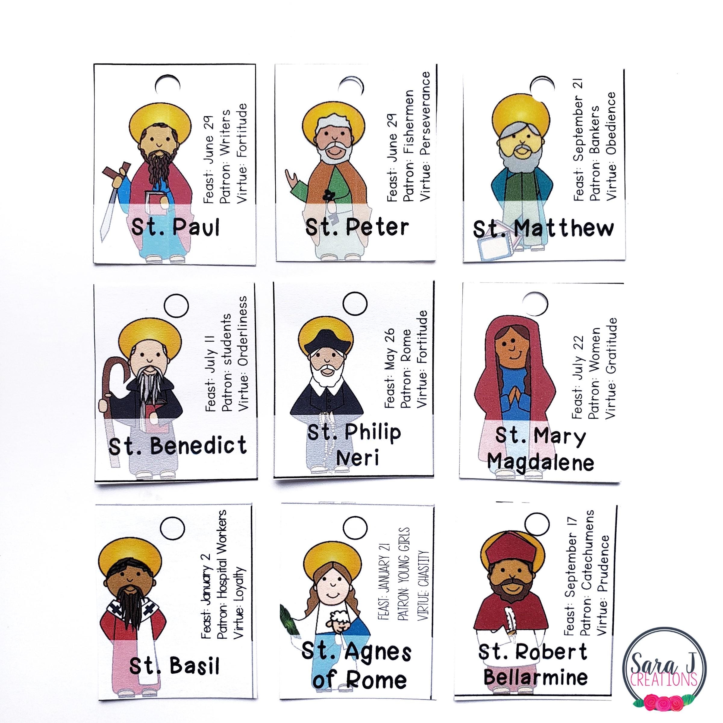 Catholic Saints Reward Tags for Kids, All Saints' Day Necklaces ...