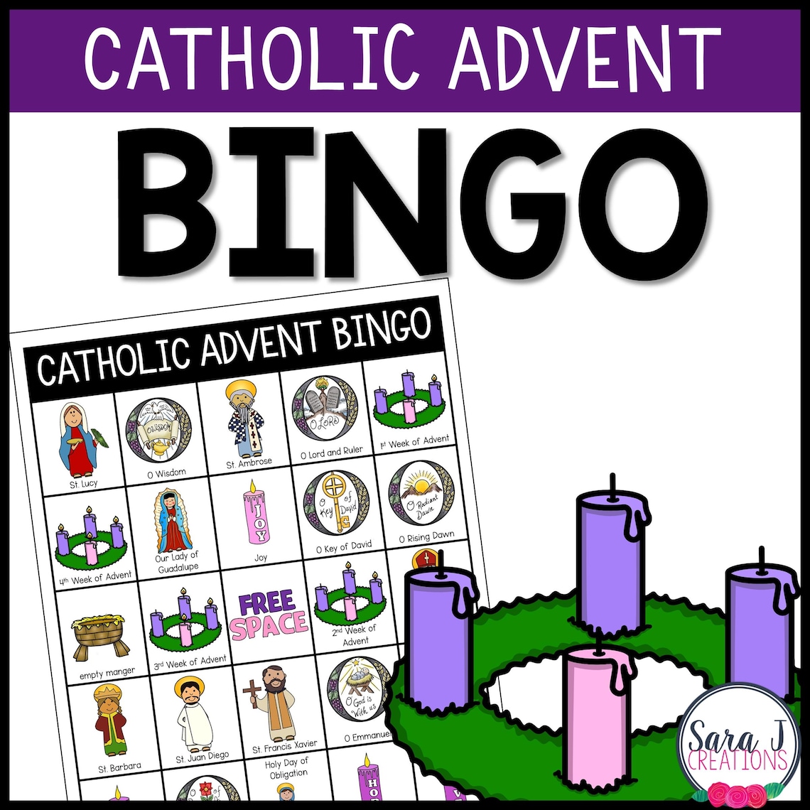 Catholic Advent Printable Bingo Board for Kids, Catholic Activities for ...