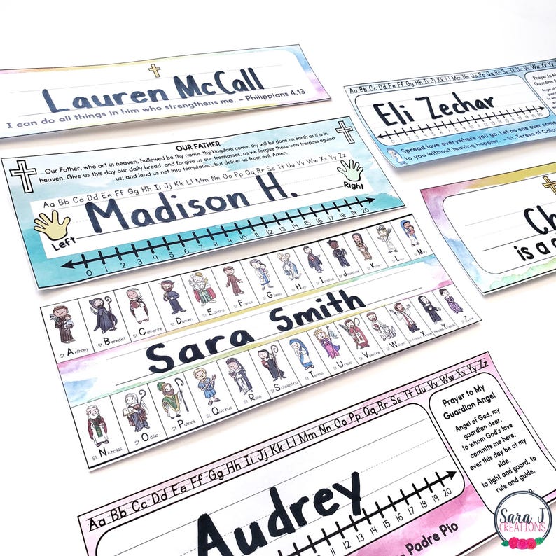 Catholic Desk Name Tags, Catholic Classroom Decor, Printable Desk ...