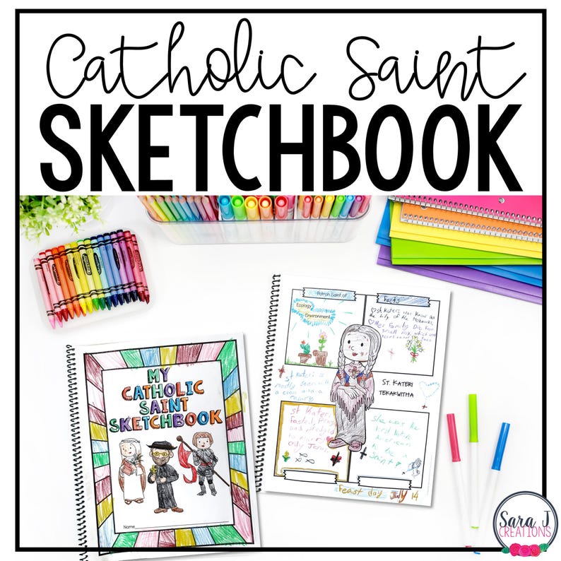 Catholic Saint Sketchbook Coloring Book All Saints' Day Research ...