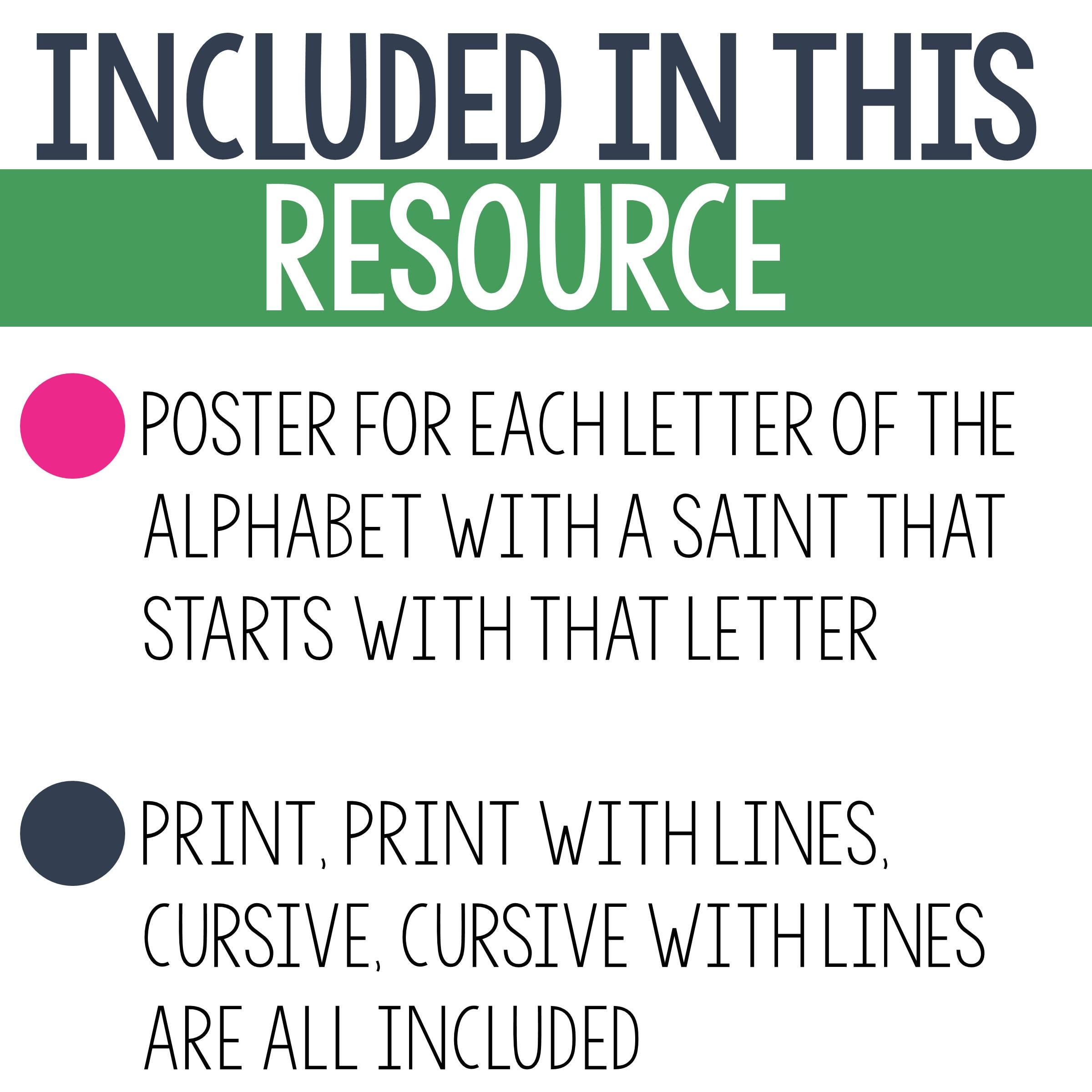 Catholic Saint ABC Posters, All Saints' Day, Homeschool Classroom Decor ...