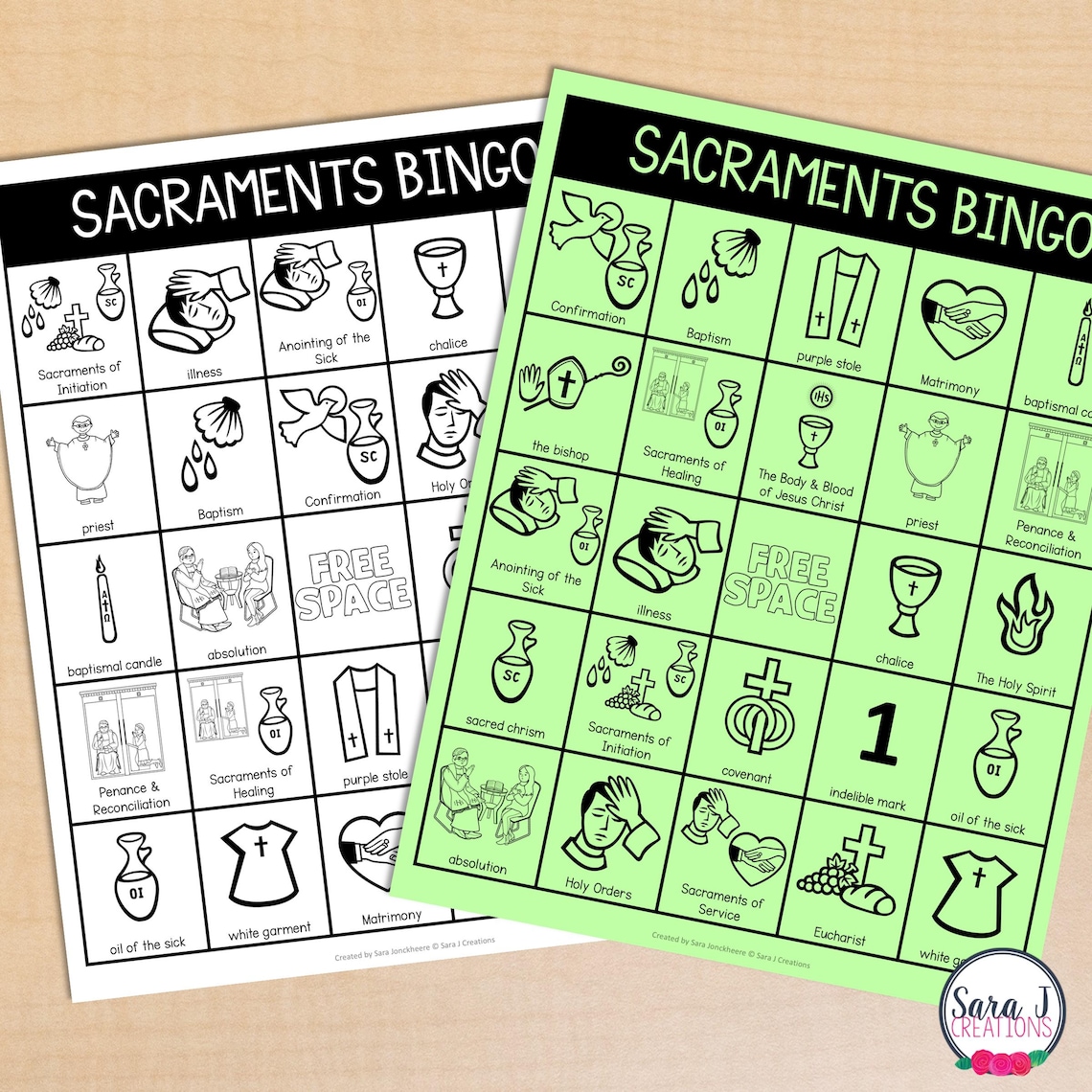 Catholic Sacraments Bingo - Activities for Baptism, Reconciliation ...