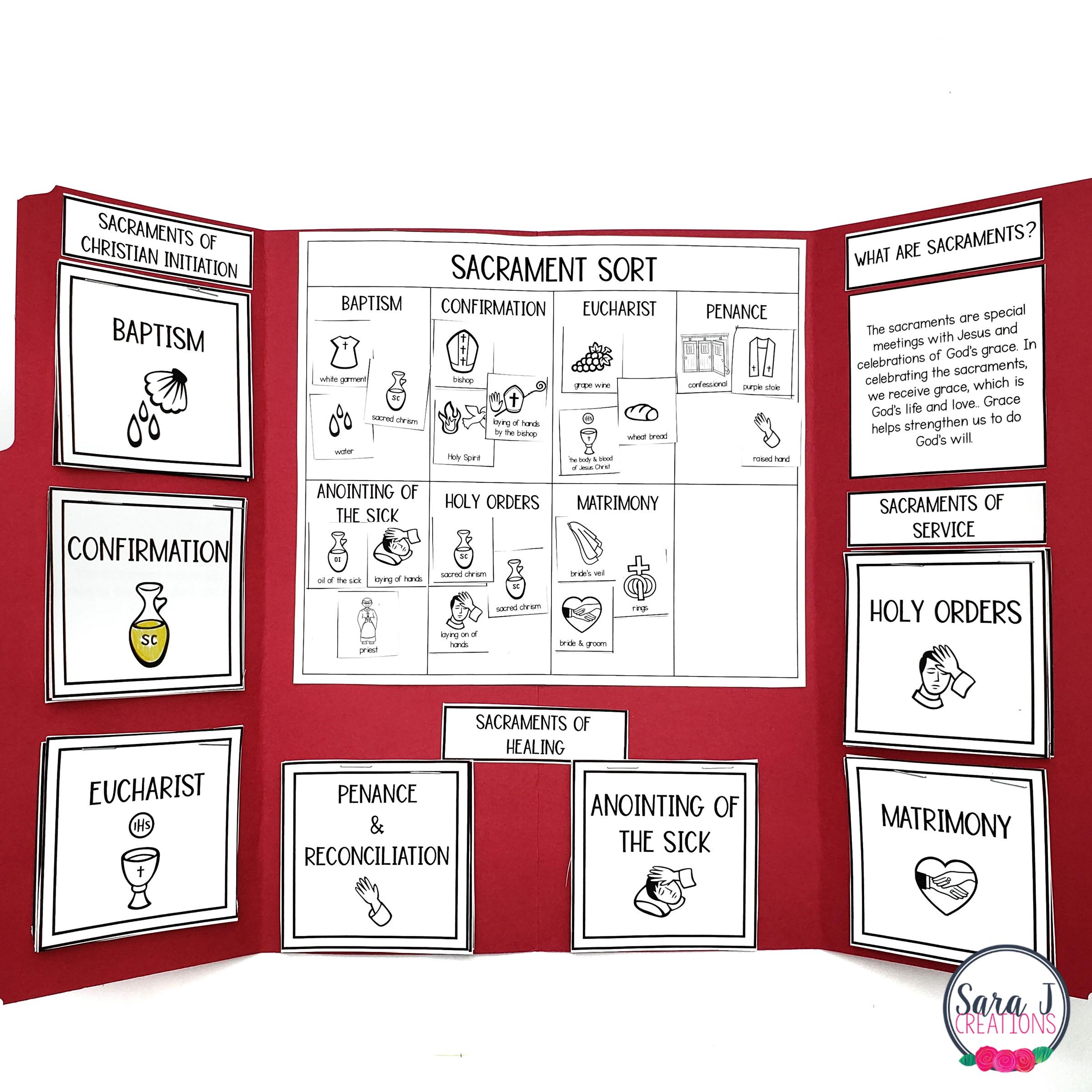 Catholic Sacrament Activity Lapbook, Seven Sacraments for Kids Catholic ...