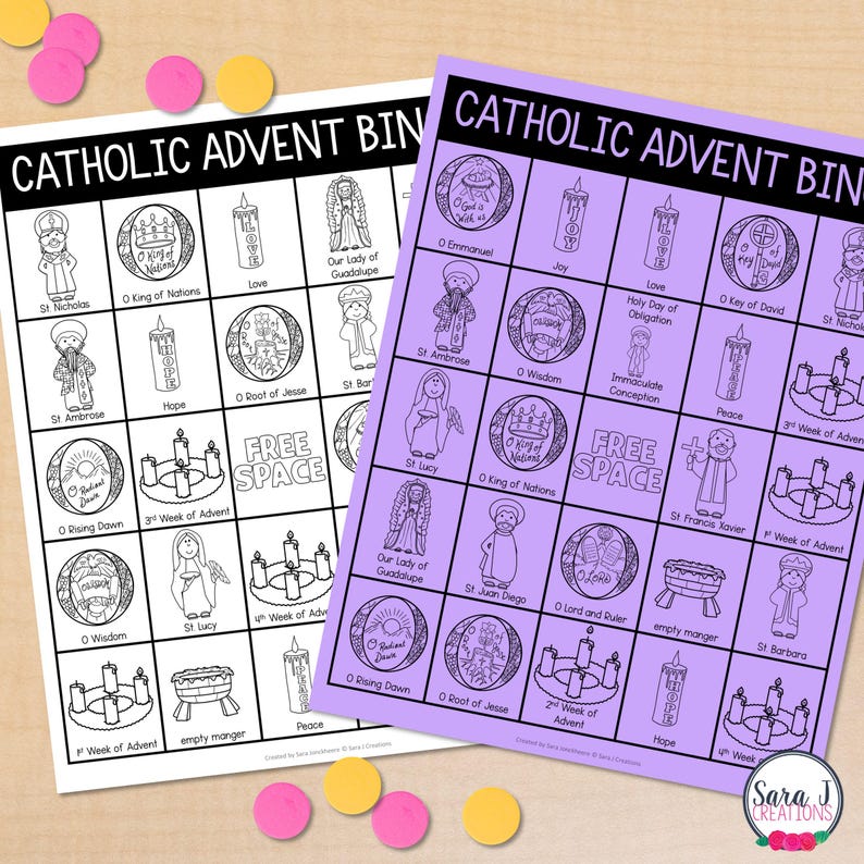 Catholic Advent Printable Bingo Board for Kids, Catholic Activities for ...